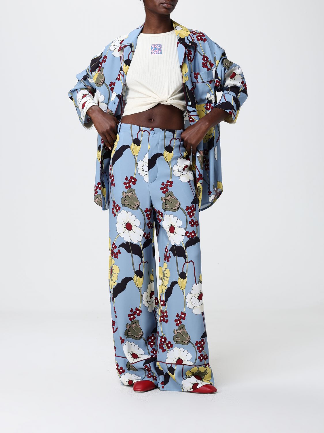 MARNI Marni Floral Print Wide Leg Trousers